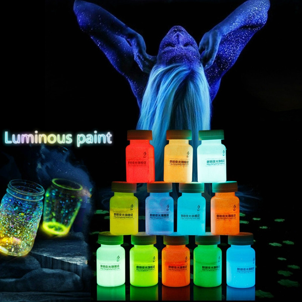 20g 12 Color DIY Graffiti Paint Luminous Acrylic Glow in the Dark ...