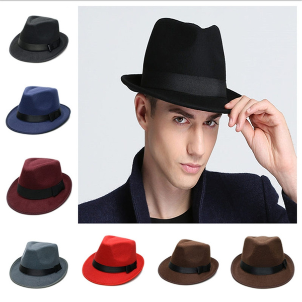 Retro Vintage Jazz Hard Wool Felt Panama Sun Bowler Hat For Men Women ...