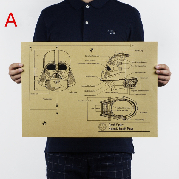 Star Wars Knight Soldier Mask Blueprint Poster Vintage Kraft Paper ...