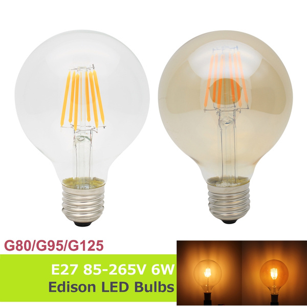 SAMXINNO HOME Golden Edison Retro Filament LED Bulbs 220V E27 G125 Lamp ...