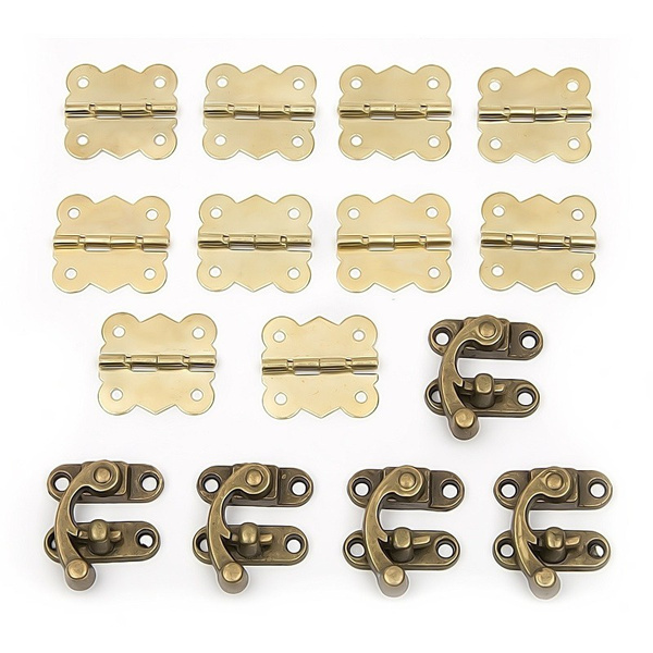 15pcs Antique Drawer Wood Box Cabinet Door Hasp Lock Hook Latches Butt ...