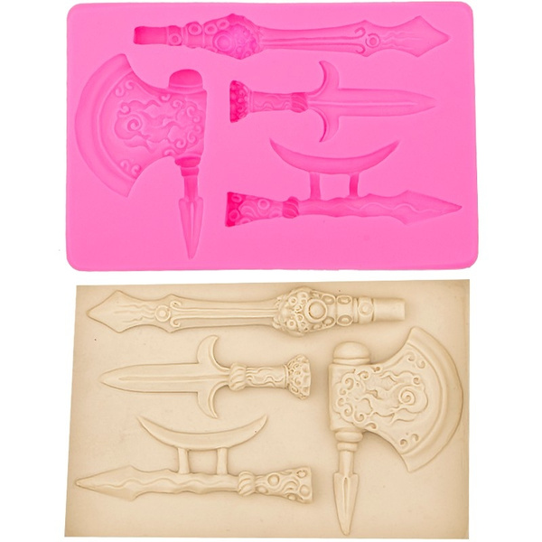 Fondant molds Halberd sword ax and other ancient weapons modeling ...