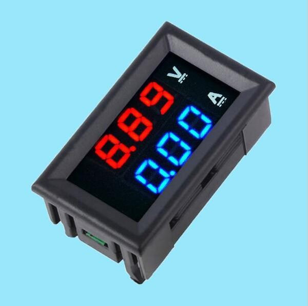 DSN-VC288 DC 100V 10A Voltmeter Ammeter Blue + Red LED Amp Dual Digital ...