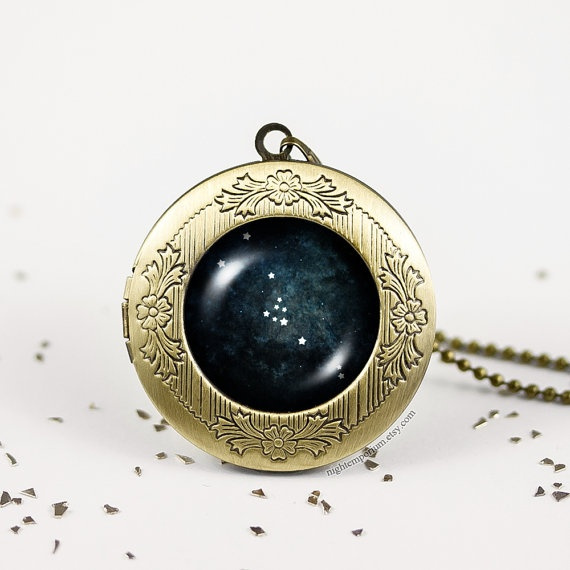 Taurus Constellation Necklace bronze silver vintage locket wish photo ...
