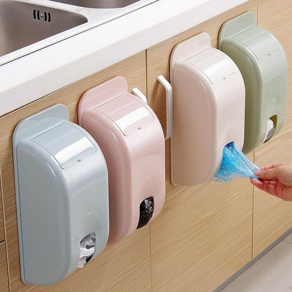 Creative Wall-mounted Trash Bag Storage Box Plastic Tray Removable ...