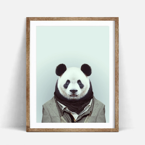 Uncle Panda Animal Portraits Art Print Wall Painting for Children's ...