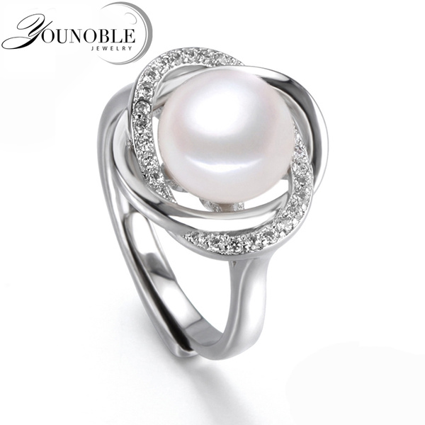 Real freshwater pearl rings women,cultured pearl rings 925 silver ...