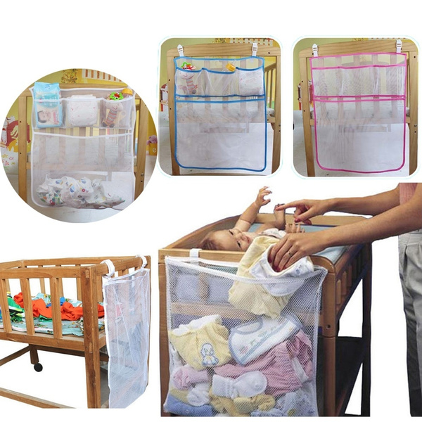 Useful Baby Bed Crib Cot Closet Nursery Storage Organizer Hanging Mesh ...