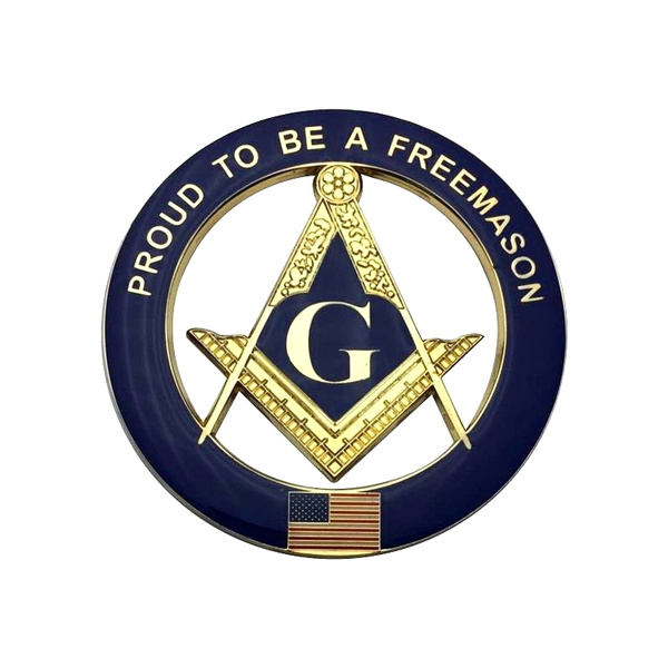 Masonic Car Emblem 3" Gold Plated Proud To Be FreeMason US Flag Masons ...