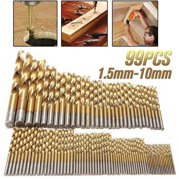 99pcs/100pcs Twist Drills Bit Set HSS Coated Woodworking Drill Bit Set ...