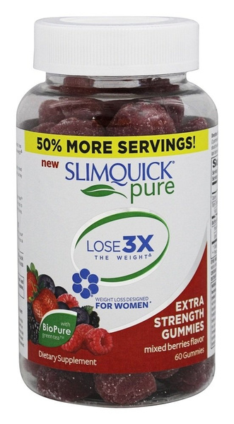 SlimQuick - Pure Extra Strength Gummies Mixed Berries Flavor - 60 ...
