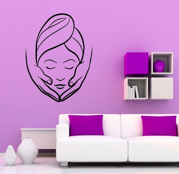 Spa Beauty Salon Wall Vinyl Decal Massage Sticker Girl Woman Art Modern ...