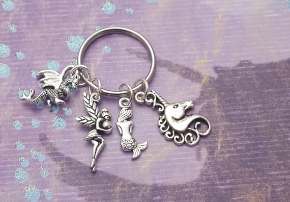 Fantasy Keyring, Magic Keychain, Mythical Creatures, Dragon Gift ...