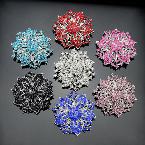 Fashion Women Crystal Rhinestones Flower Brooch Pin Vintage Collar ...