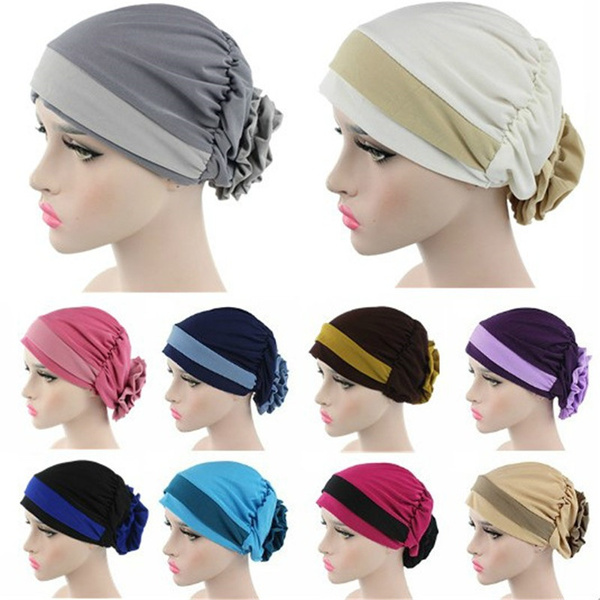 Muslim Stretch Turban Hat Chemo Cap Hair Head Scarf Headwrap Shower Cap ...