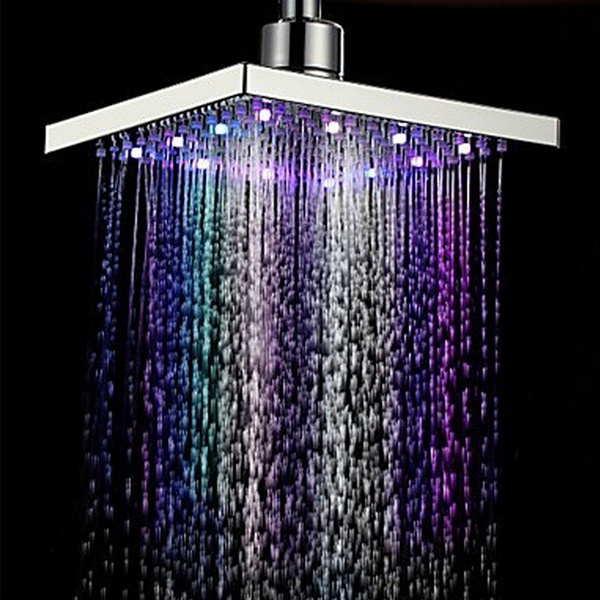 Bathroom LED Shower Head 7 Color Changing Pressure Sensitive Water Glow ...