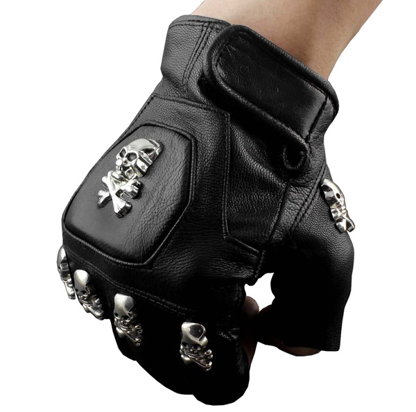 Punkman2000 Mens Leather Skull Punk Studded Driving Motorcycle Biker ...