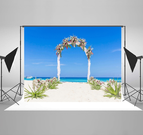 7x5ft Beach Photography Backdrop Blue Sky Background for Wedding ...