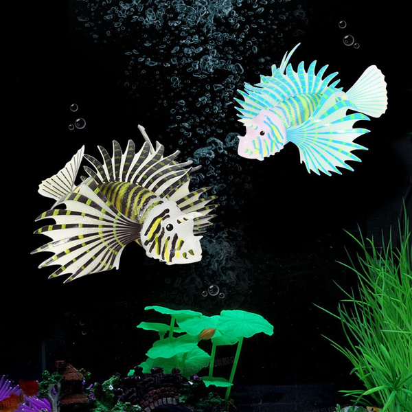 Artificial Luminous Silicone Fish Lionfish Aquarium Fake Fish Tank ...