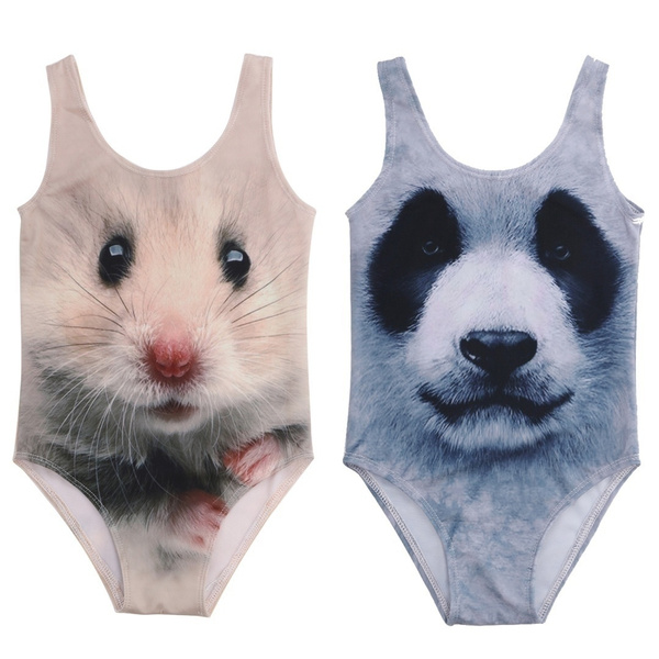 KT Fashion Mouse and Panda Animal Girls Kids One-piece Swimming ...