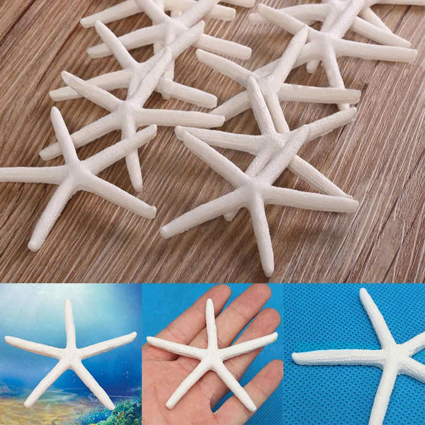 12pcs Beautiful White Finger Starfish Beach Wedding House Crafts Decor ...