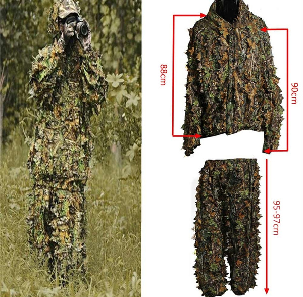 High Quality Woodland Sniper Ghillie Bionic Suit Kit 3D Leaf Camouflage ...