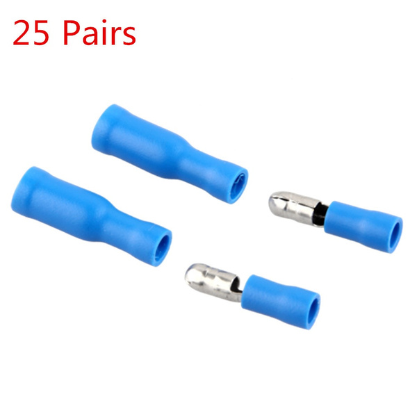 New 25 X Blue Male Female Terminal Connectors Bullet Shape Terminals ...