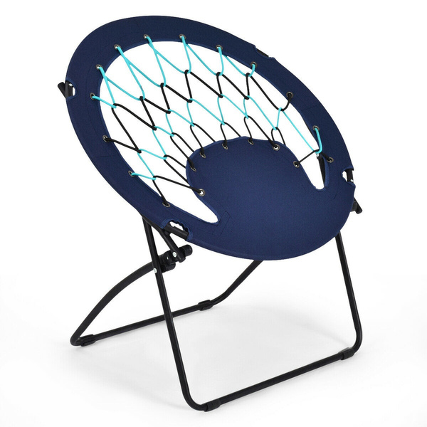 Costway Folding Round Bungee Chair Steel Frame Outdoor Camping Hiking ...