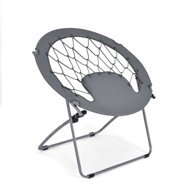 Costway Folding Round Bungee Chair Steel Frame Outdoor Camping Hiking ...