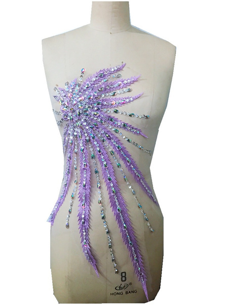 Handmade crystal patches white/silver sew on Rhinestones applique with ...