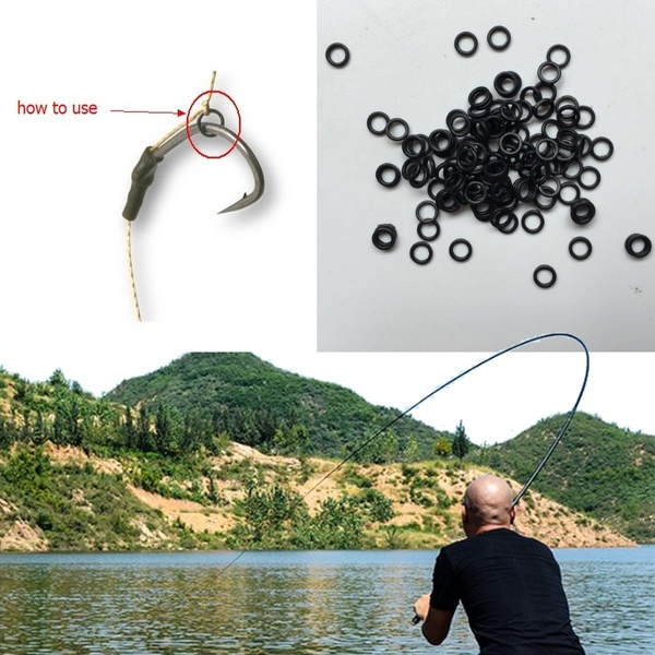 100 x Fishing Round Ring Rigs Hooks Carp Terminal Tackle Accessories O ...