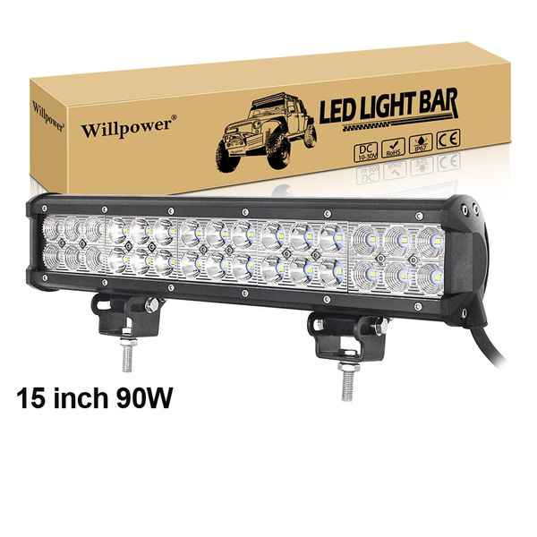 Willpower 14.5" 90W Spot Flood Combo Beam Led Work Light Bar Fog Driving Lamp for Off-road SUV ...