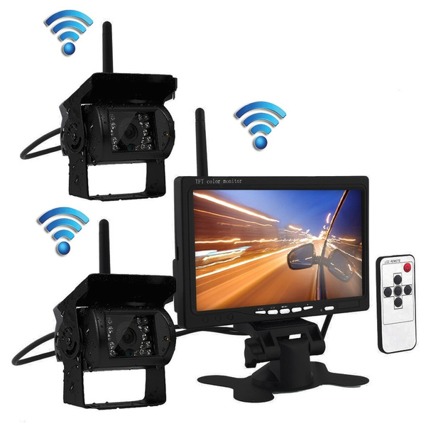 7" HD Monitor + 2 Built-in Wireless IR Night Vision Rear View Backup ...