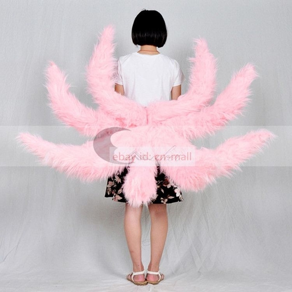 LOL League of Legends Nine-Tailed Fox Ahri plush Fur Pink 9 tails ...