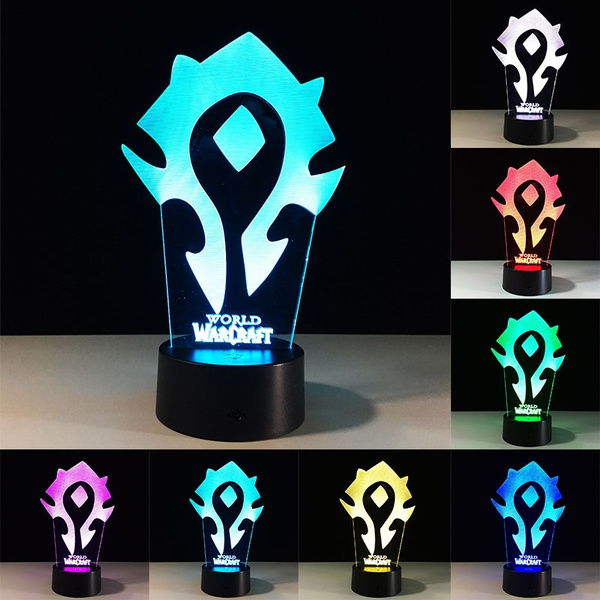 WOW World of Warcraft 3D LED Table Lamp Touch Colorful 7 Color Change ...