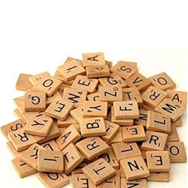 100 Wood Scrabble Tiles Letter Alphabet Scrabbles Number Craft English ...