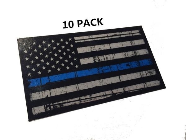 Thin Blue Line Flag Sticker 10 Pack "GRUNGE" Police USA Vinyl Decal ...