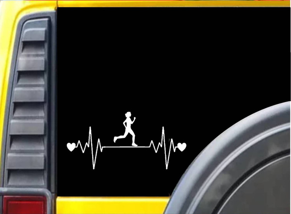 Running Girl Lifeline J778 8" Sticker runner decal marathon 26.2 Car ...