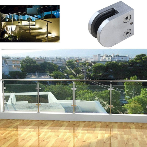Stainless Steel Glass Clamp Clips Bracket for Handrails Balustrades 8 ...
