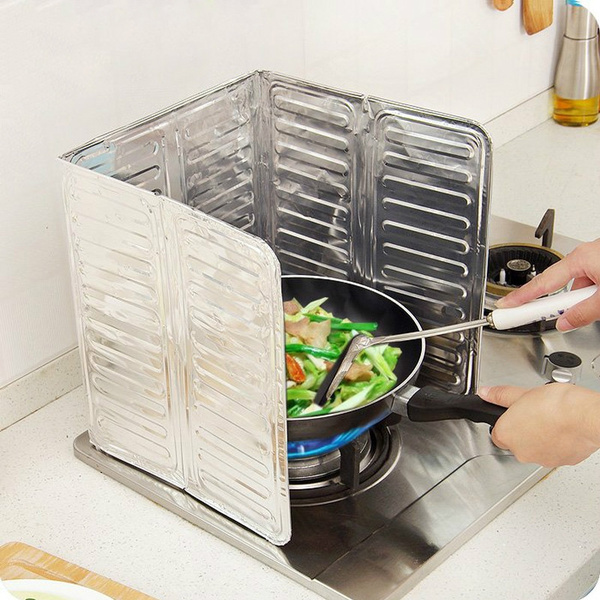 Kitchen Foldable Gas Stove Wind Shield Baffle Oil Splash Screen Cover ...