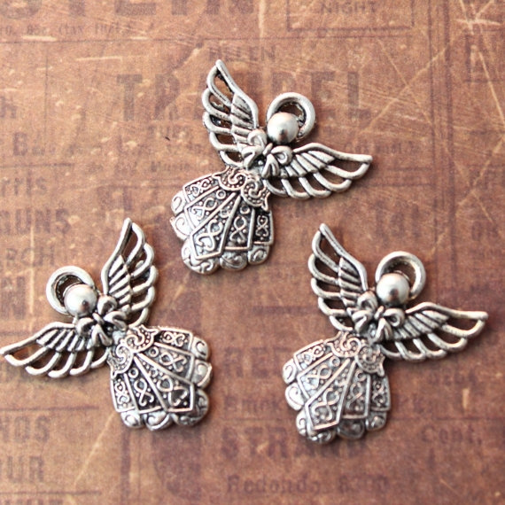 15 Angel Charms Angel Pendants Antiqued Silver Tone 23 x 23 mm, Making ...