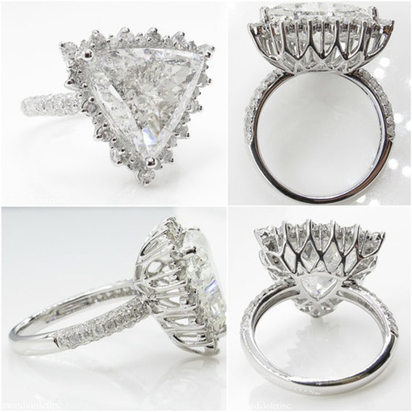 Fashion Women 925 Sterling Silver White Triangle Gemstone Ring Jewelry ...