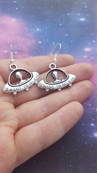 UFO Earrings, Alien Jewellery, Spaceship Earrings, Flying Saucer ...