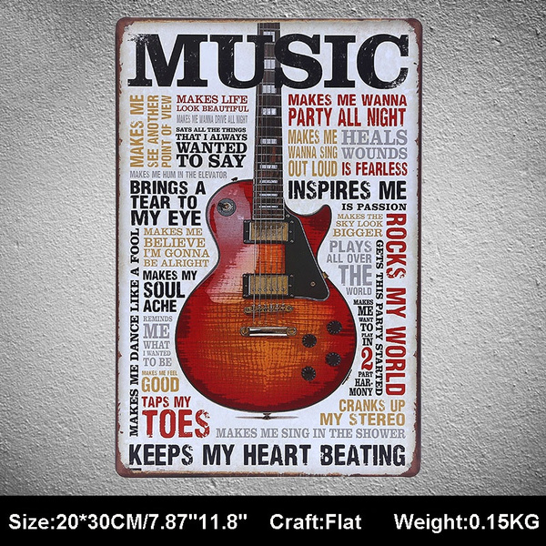 "Music" Retro Metal Sign Tin Poster Tavern Pub Bar Hotel Club Cafe Home ...