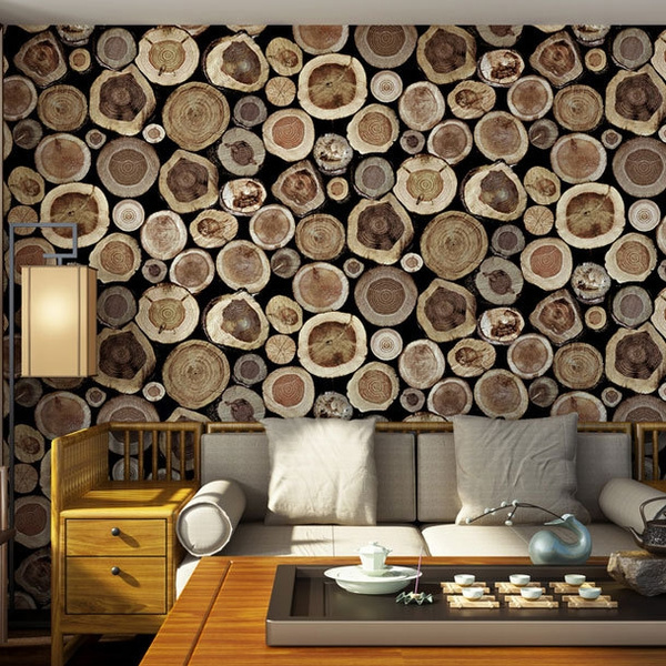 Vintage Mural Wallpapers Wood Flock Wall Paper for Living Room& Hotel ...