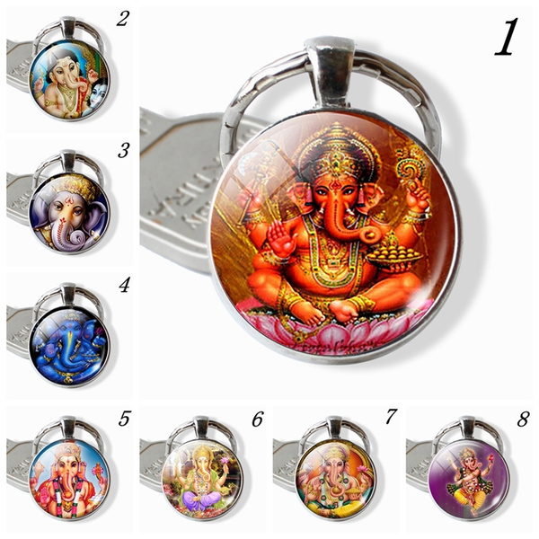 God of Wealth Keychains, Indian Llord Ganesha Buddha Amulet, Hinduism ...