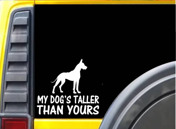 My Dog's Taller Than Yours K474 6 inch Sticker Great Dane dog decal Car ...