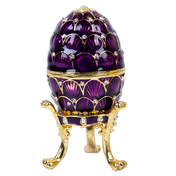 QIFU Metal Enamel Vintage Purple Faberge Egg Jewelry Trinket Box | Wish