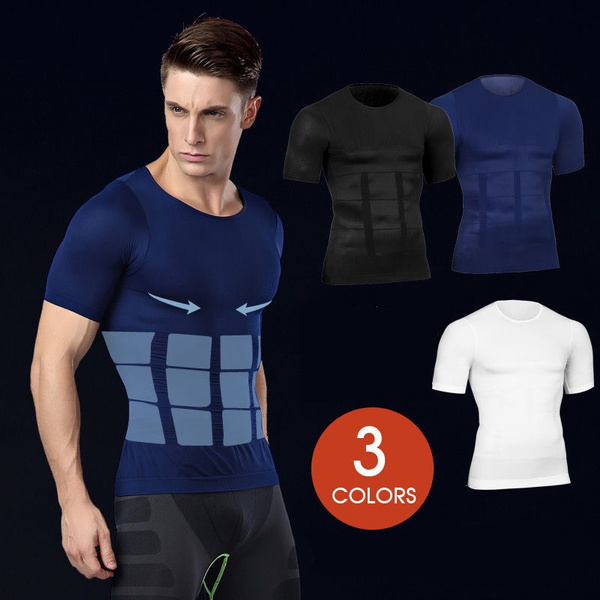 Men's Slimming Shirt Tight Body Shaper Control Tummy Waist Shapewear ...