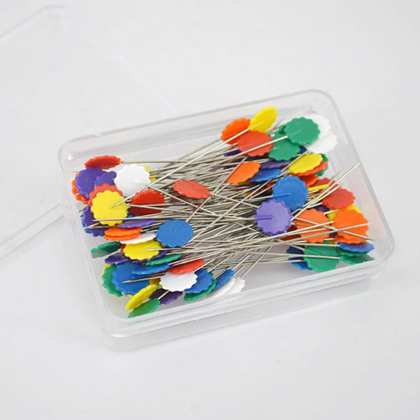 50Pins Hemline Flower Head Pins Extra Long Coloured 50mm Patchwork ...